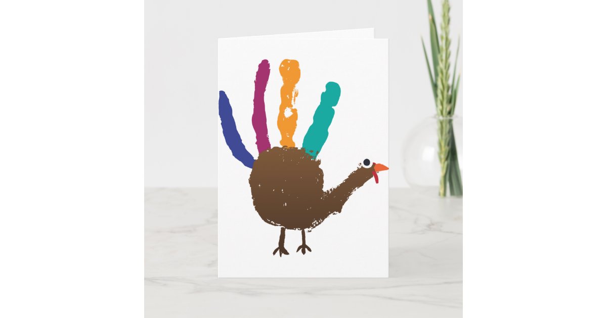 Hand Print Turkey Holiday Card | Zazzle