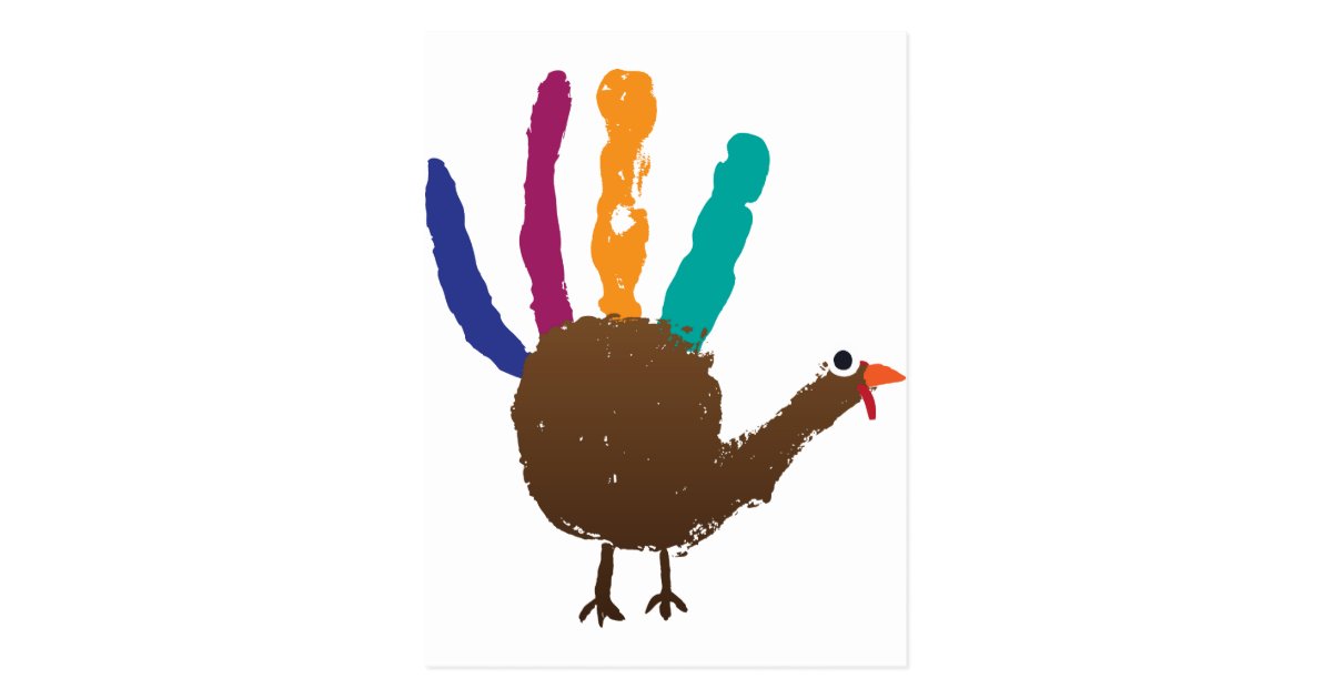 Hand Print Turkey Postcard | Zazzle.com