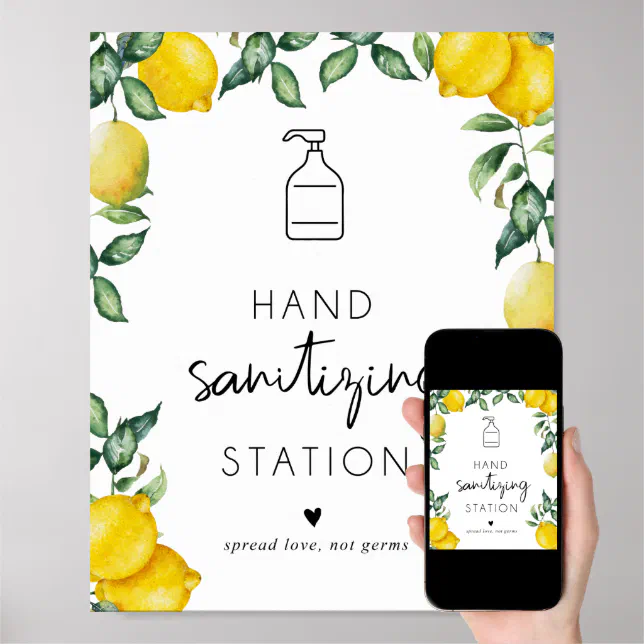 Hand sanitizing Station Lemons Poster | Zazzle