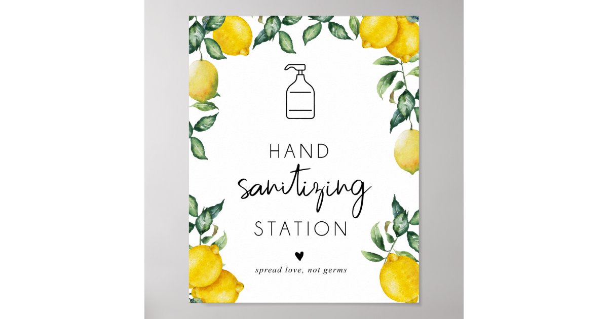 Hand sanitizing Station Lemons Poster | Zazzle