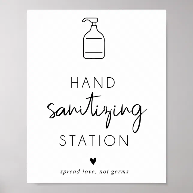 Hand sanitizing Station Minimalist elegant Poster | Zazzle