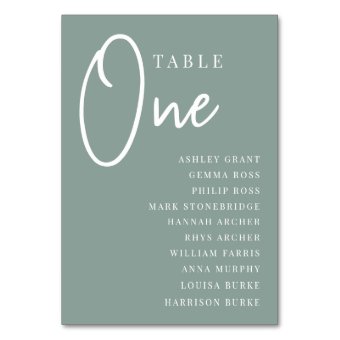 Hand Scripted Table ONE + Guest Names Table Number | Zazzle