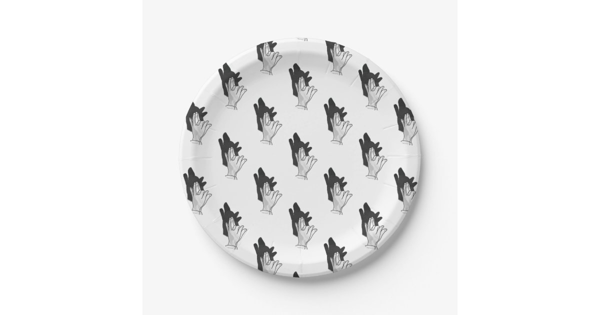 Hand Silhouette Wolf Paper Plates | Zazzle