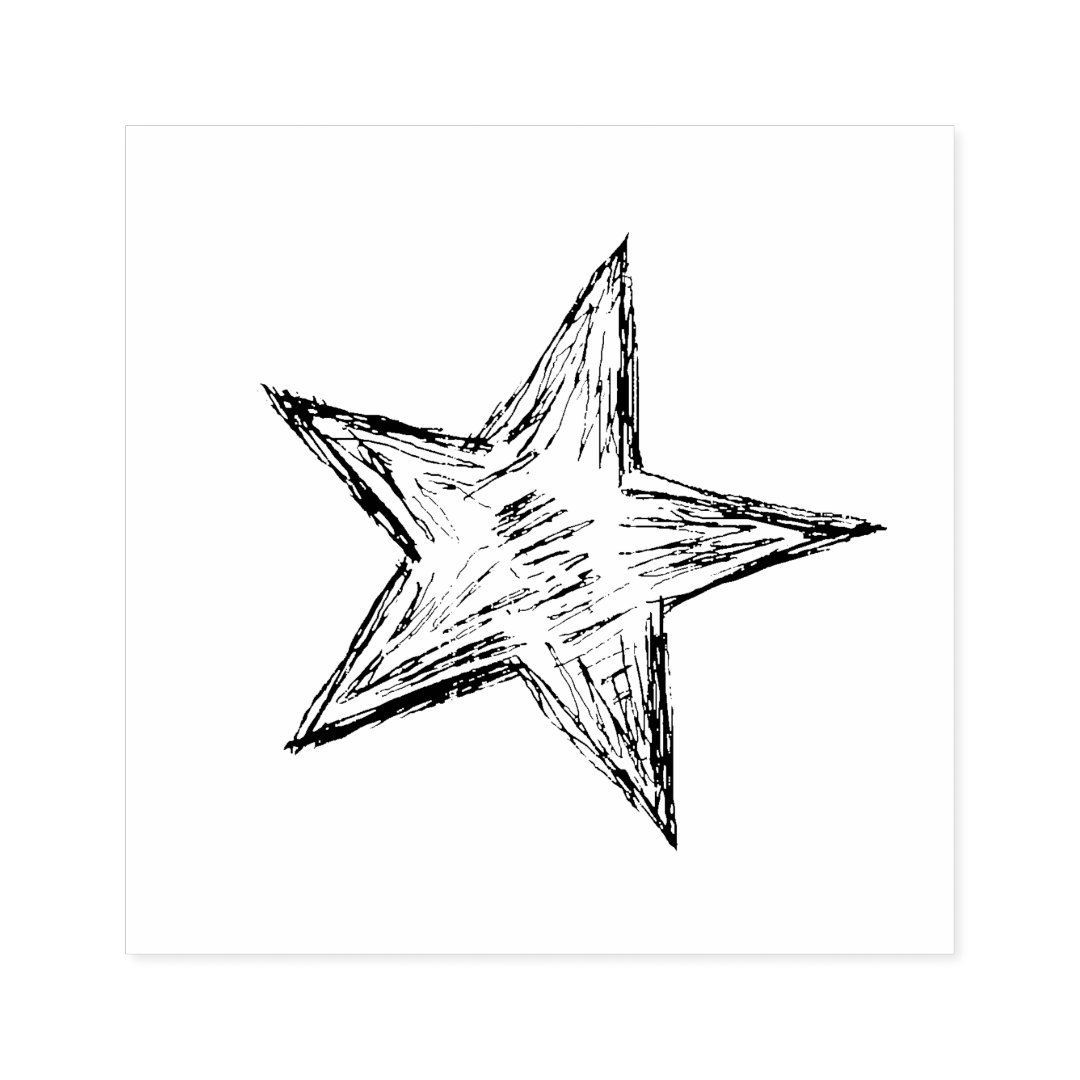 Hand Sketched Pencil Star Stamp | Zazzle