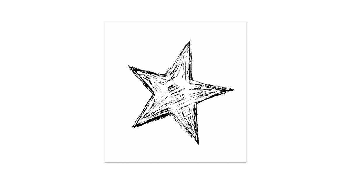 Hand Sketched Pencil Star Stamp | Zazzle
