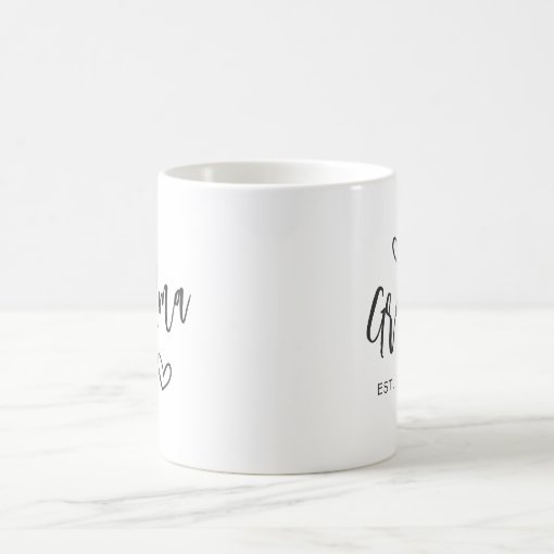 Hand Sketched Script Grandma Year Established Coffee Mug | Zazzle