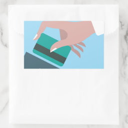 Hand swiping credit card rectangular sticker | Zazzle