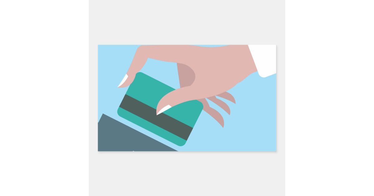 Hand swiping credit card rectangular sticker | Zazzle