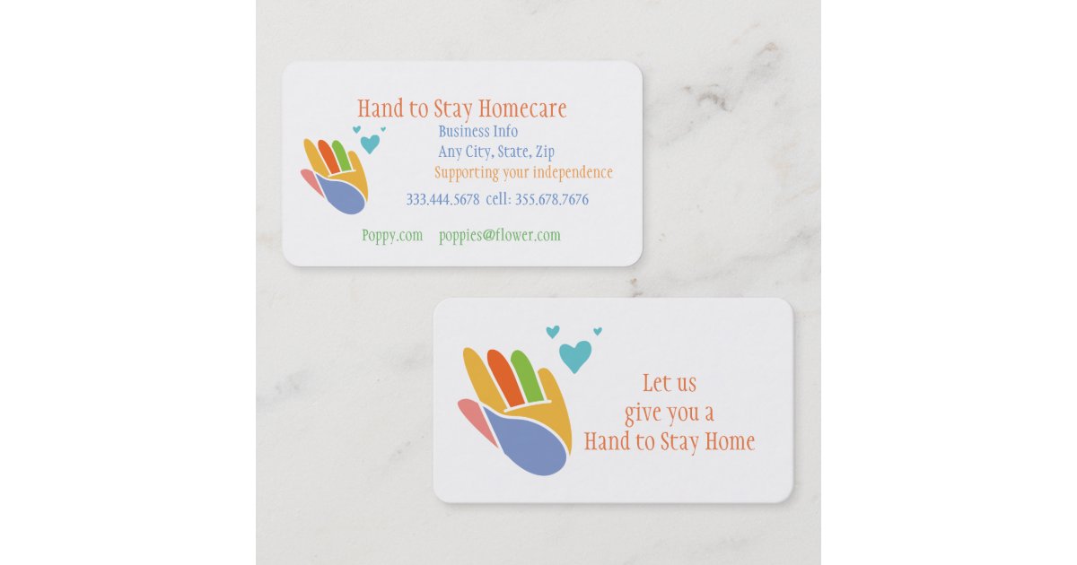 Hand to Stay Home Care Business Card | Zazzle