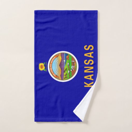 Hand Towel with Flag of Kansas State, USA | Zazzle
