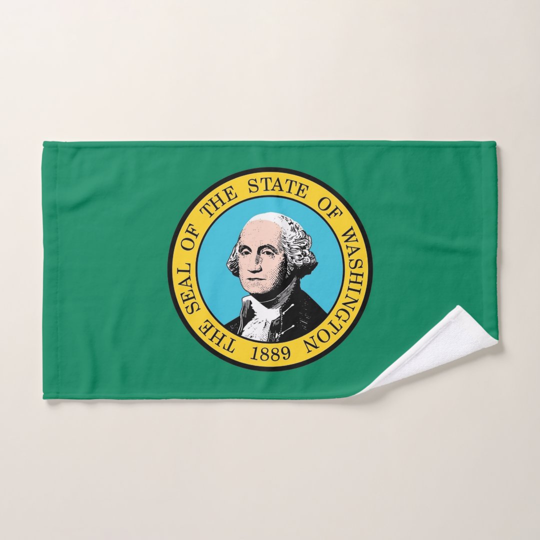 Hand Towel with Flag of Washington State, USA | Zazzle