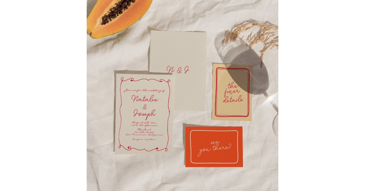 Hand-Written Colorful Retro Fun Unique Wedding Invitation | Zazzle
