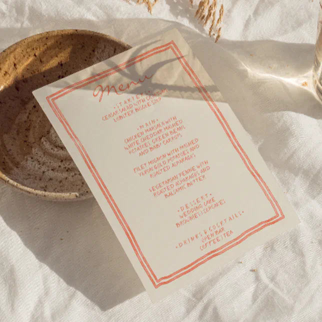 Hand Written Drawn Painted Unique Funky Wedding Menu | Zazzle
