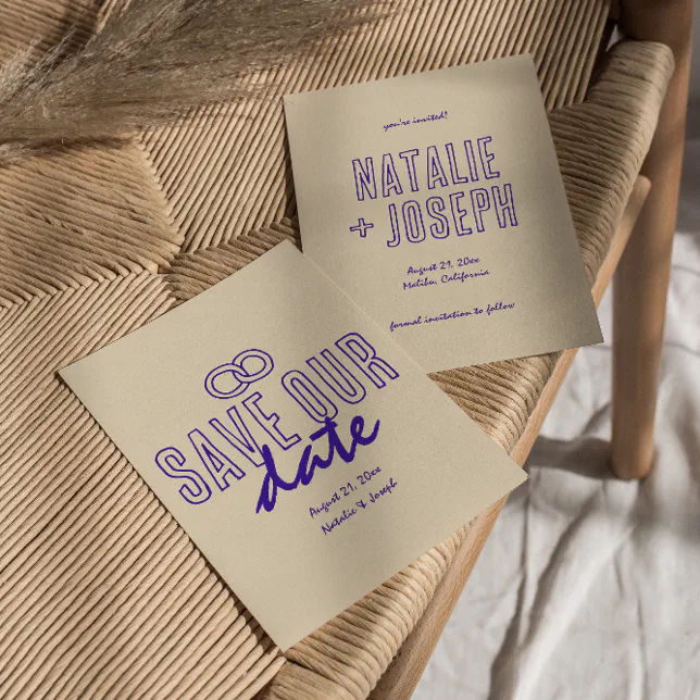 Hand Written Drawn Retro Unique Modern Wedding Save The Date | Zazzle
