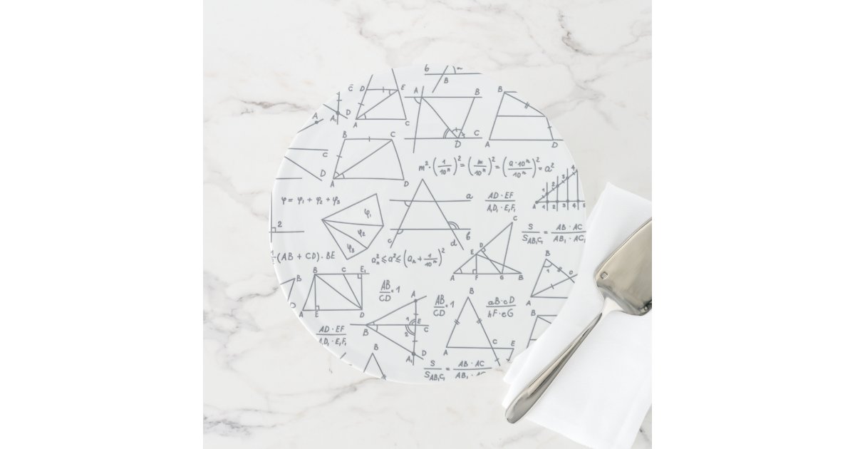 Hand Written Math Calculations Illustrations Cake Stand | Zazzle
