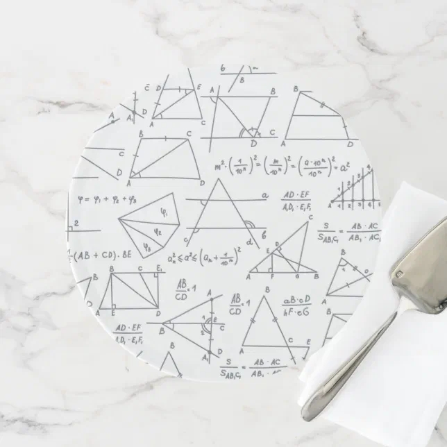 Hand Written Math Calculations Illustrations Cake Stand | Zazzle