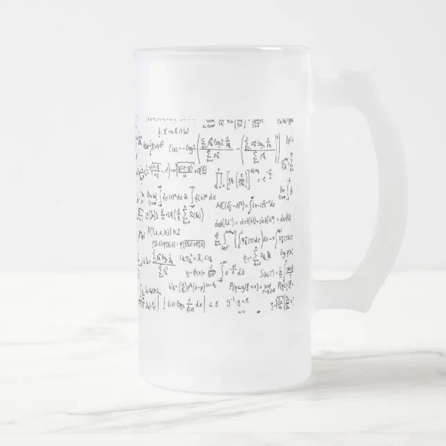 Hand Written Math Equations // Frosted Glass Beer Mug | Zazzle