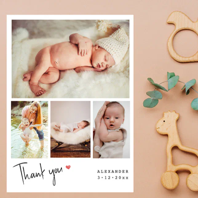 Hand-written Photo Collage Baby Shower Thank You Postcard | Zazzle