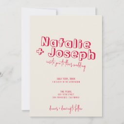 Hand-Written Retro Colorful Modern Bold Wedding Invitation | Zazzle