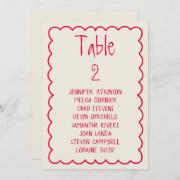 Hand-Written Retro Unique Wedding Seating Chart Invitation | Zazzle