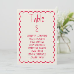 Hand-Written Retro Unique Wedding Seating Chart Invitation | Zazzle