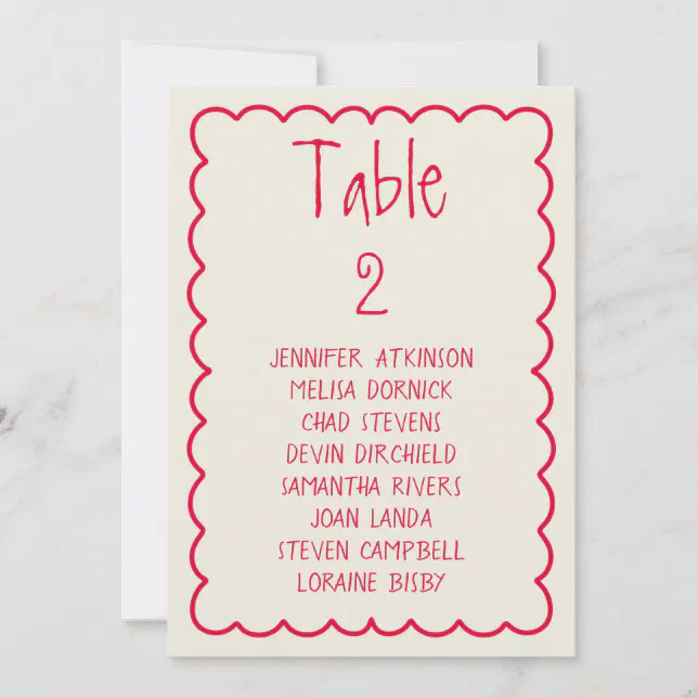 Hand-Written Retro Unique Wedding Seating Chart Invitation | Zazzle