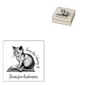 Hand-written Vintage Cat Custom Library Book Rubber Stamp | Zazzle