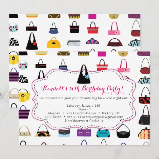 HANDBAGS GALORE - Purse themed Invitations | Zazzle