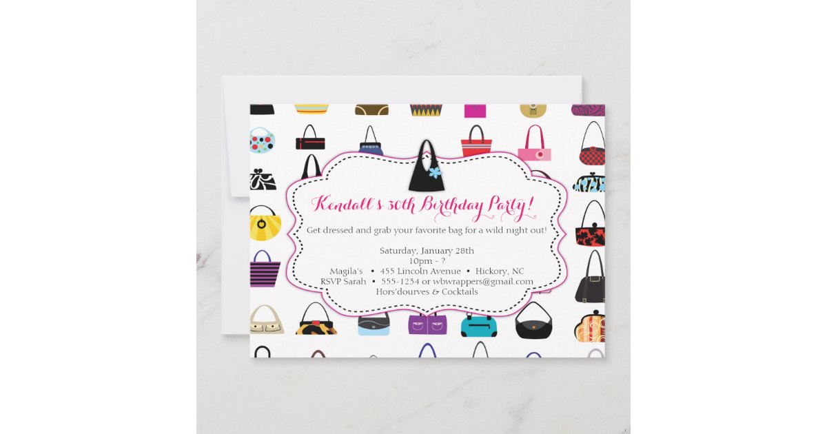 HANDBAGS GALORE - Purse themed Invitations | Zazzle