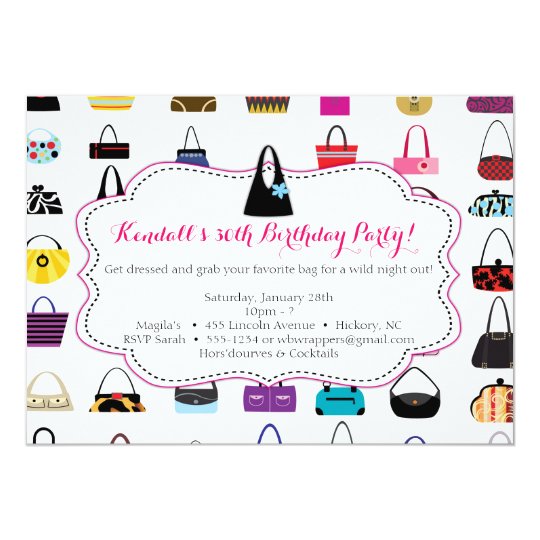 HANDBAGS GALORE - Purse themed Invitations | Zazzle.com