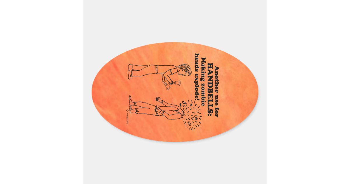 Handbells Zombie Explode Oval Sticker | Zazzle