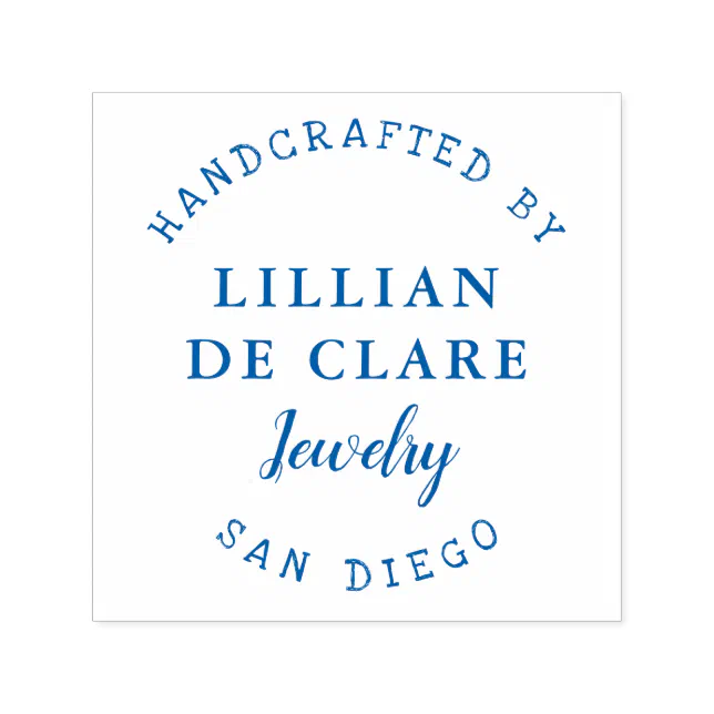 Handcrafted, Business Name, Location Custom Self-inking Stamp | Zazzle