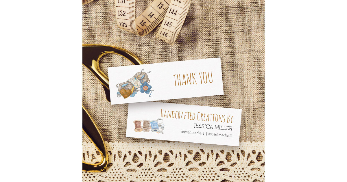 Handcrafted Creations Yarn Sewing Thank You Card | Zazzle