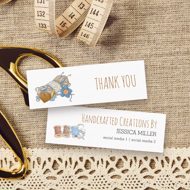 Handcrafted Creations Yarn Sewing Thank You Card | Zazzle