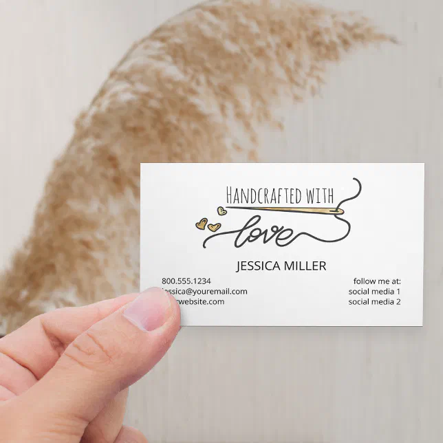 Handcrafted Gold Sewing Needle White One Sided Business Card | Zazzle