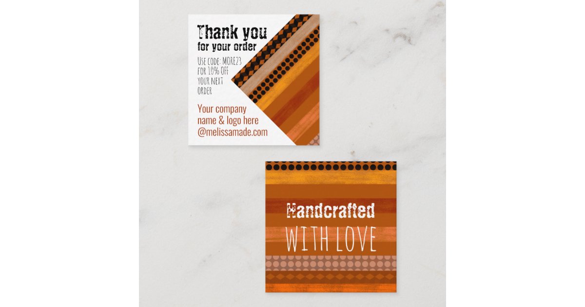 Handcrafted small business Thank you promo card | Zazzle