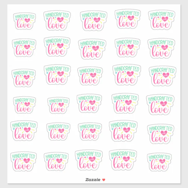 Handcrafted with Love Custom Vinyl Stickers | Zazzle