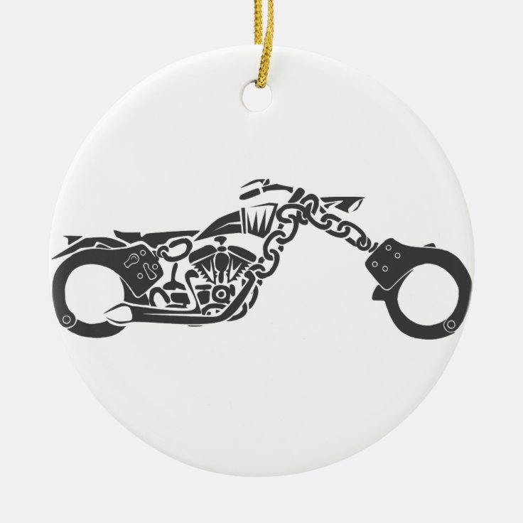 handcuff chopper motorcycle ceramic ornament | Zazzle