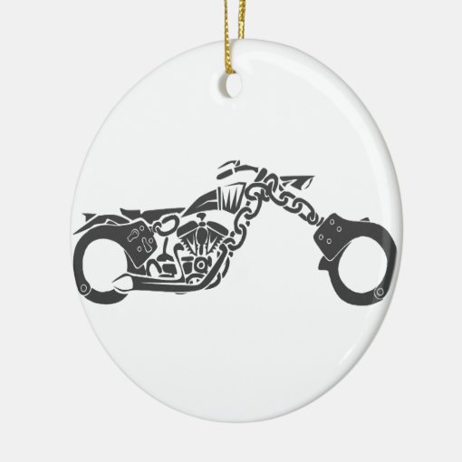 handcuff chopper motorcycle ceramic ornament | Zazzle