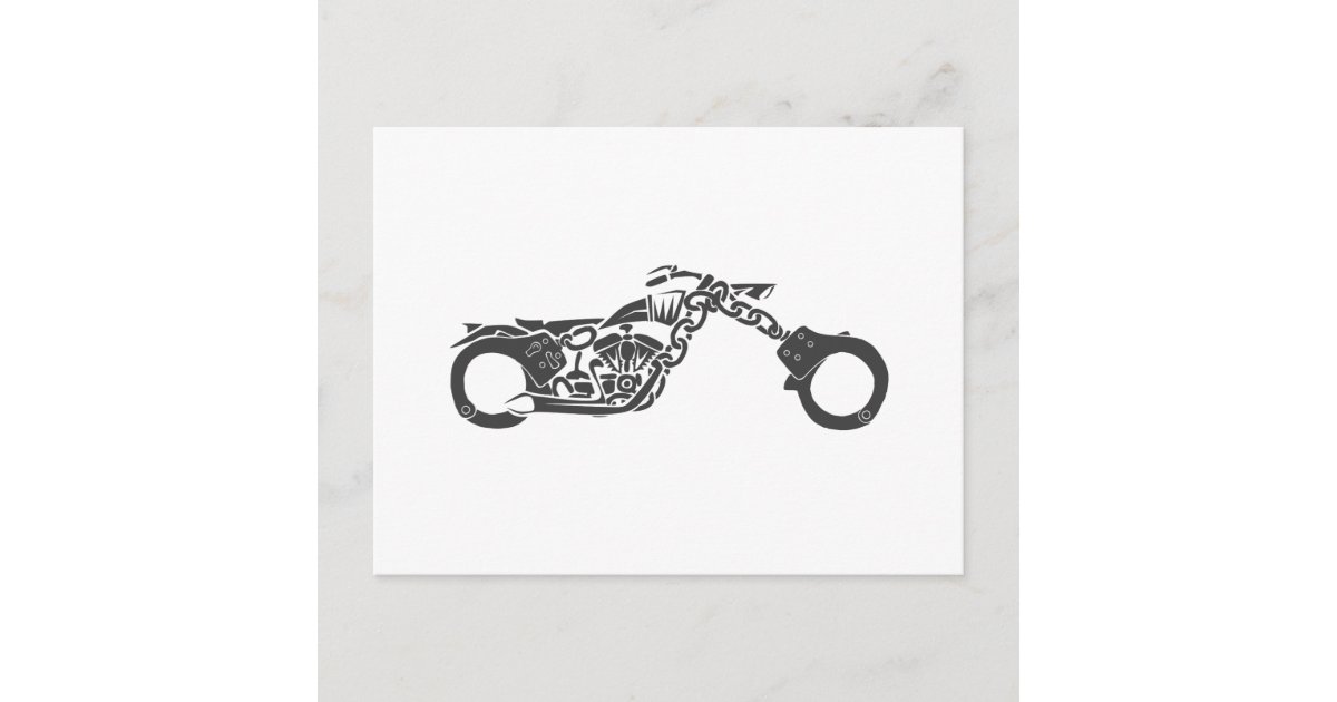 handcuff chopper motorcycle postcard | Zazzle