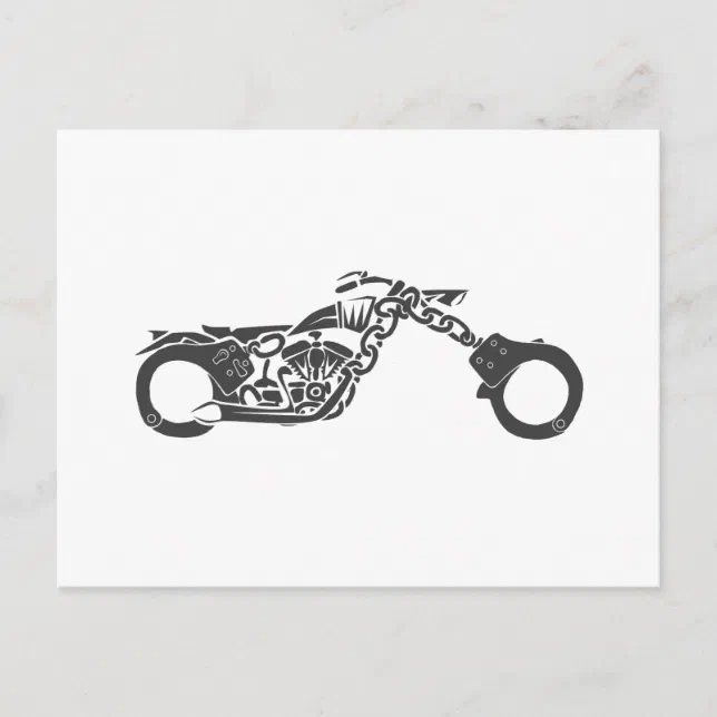 handcuff chopper motorcycle postcard | Zazzle