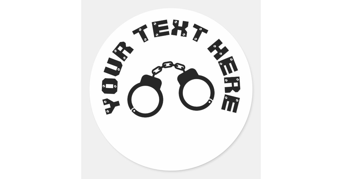 Handcuff silhouette stickers with custom text | Zazzle
