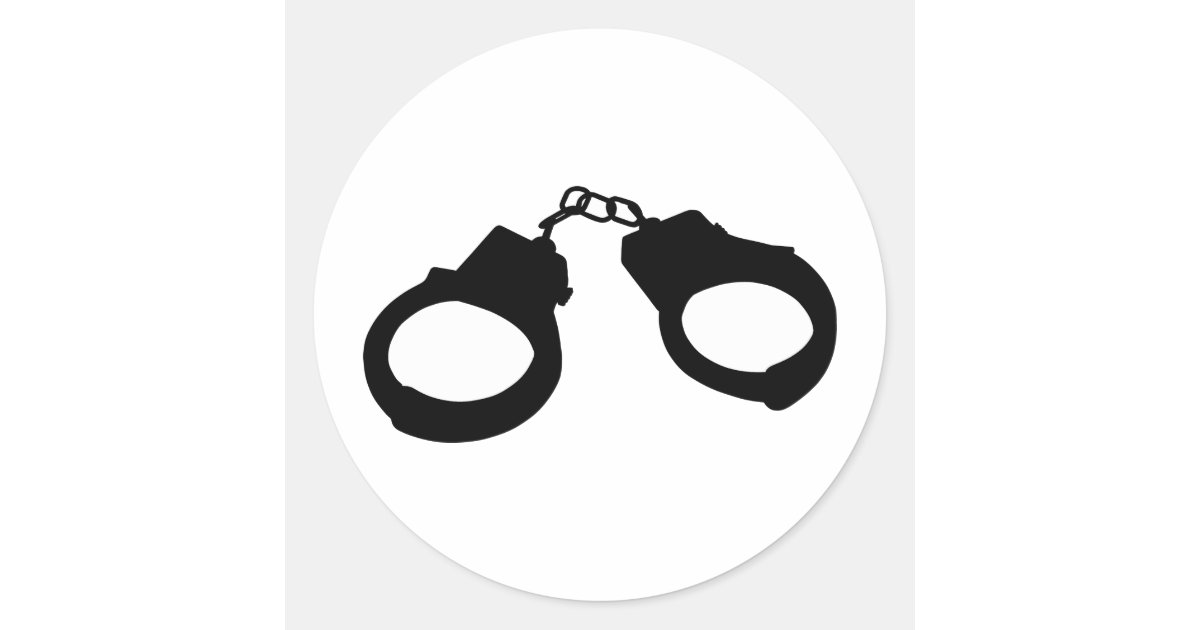 Handcuffs Outline Silhouette Classic Round Sticker | Zazzle