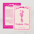 Handdrawn scribble retro pink ribbon bridal shower thank you card | Zazzle