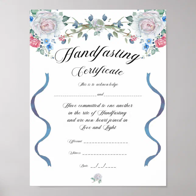 Handfasting Certificate Poster - Elegant design | Zazzle