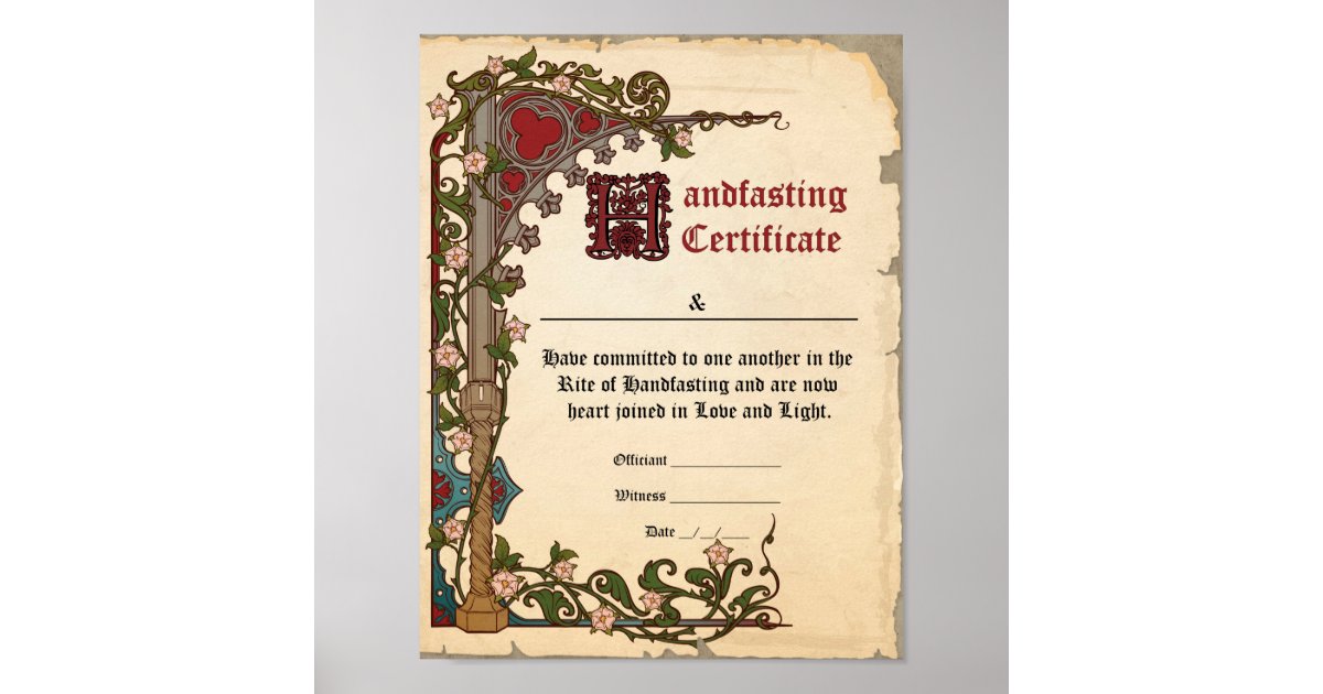 Handfasting Certificate Poster - Medieval | Zazzle