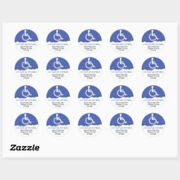 Handicap Symbol Custom Text Classic Round Sticker | Zazzle