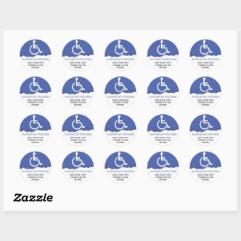 Handicap Symbol Custom Text Classic Round Sticker | Zazzle
