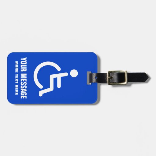 Handicapped disabled symbol add message blue white luggage tag | Zazzle