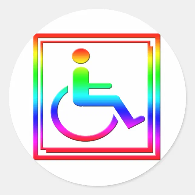 Handicapped Stylish Symbol Multicolored Classic Round Sticker | Zazzle